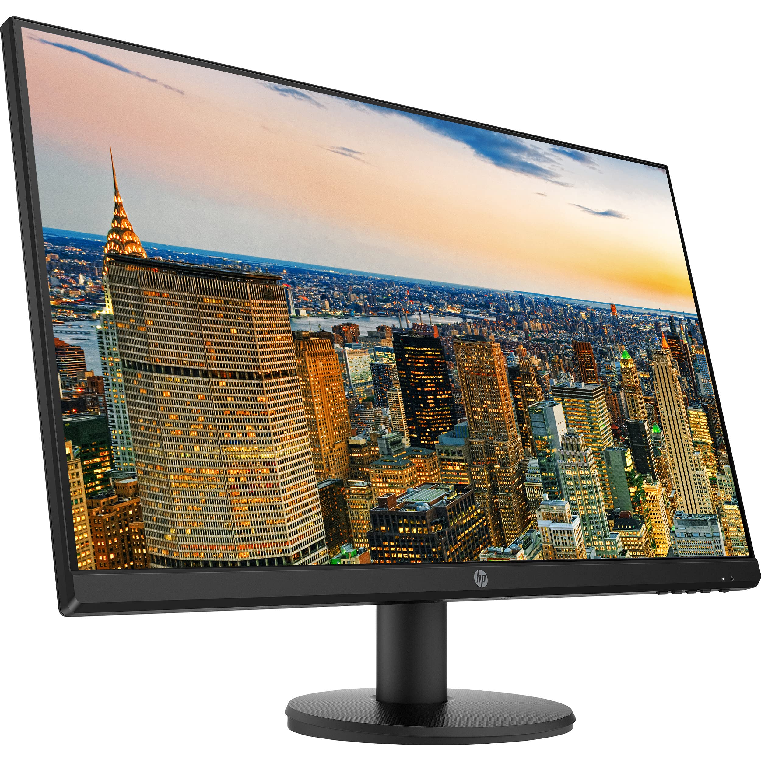 HP P27v G4 27in 1920 x 1080 FHD IPS LED-Backlit 2-Pack Monitor Bundle with Blue Light Filter, HDMI, VGA, MK270 Wireless Keyboard and Mouse, Gel Mouse Pad, Dual Monitor Stand