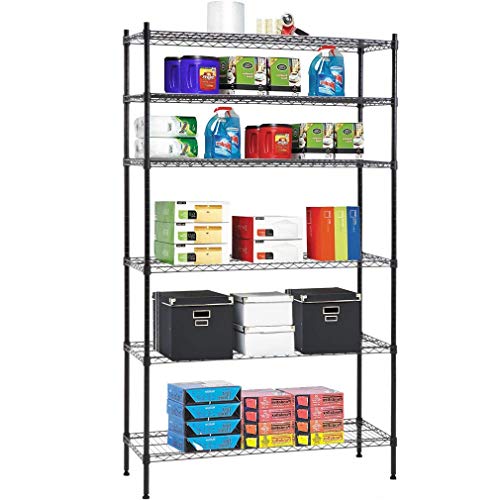 6 Shelf Wire Shelving Unit Heavy Duty Metal Storage Shelves NSF Wire Shelf Organizer Black