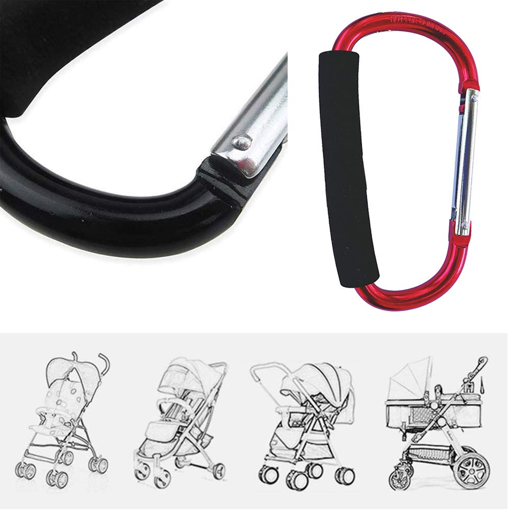 2 Pcs D Shape Large Buggy Carabiner Hook Pram Pushchair Stroller Clip for Strollers Prams Pushchairs and to Hand Carry Your Shopping Bags