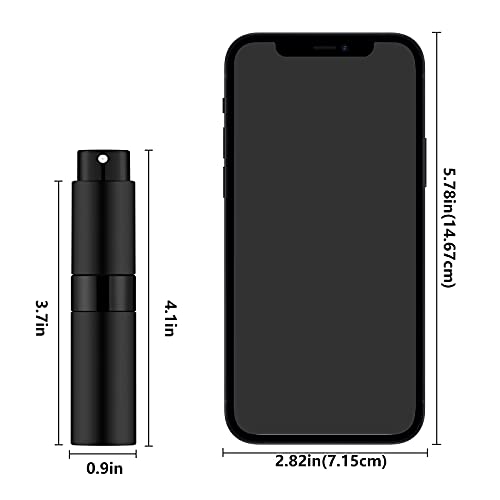 Lil Ray 8ml Portable Mini Perfume Atomizer, Refillable Empty Small Spray Bottle for Travel, Twist Tpye Pocket Cologne Sprayer (Matte Black)