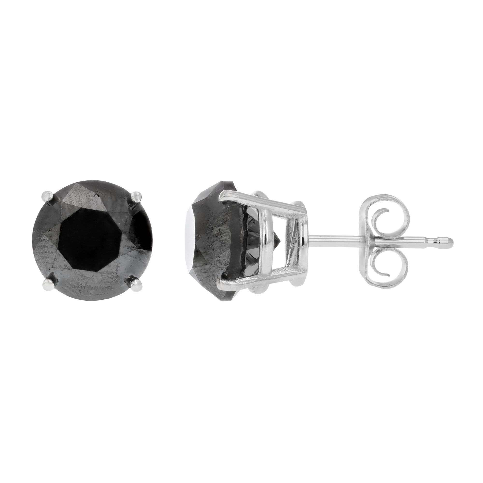 14k White Gold Black Diamond Stud Earrings (2cttw)