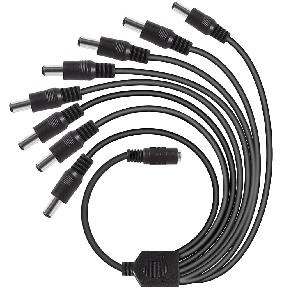 DC 1 Female to 8 Male Output Power Splitter Cable 3 Pcs 1 to 8 DC CCTV Camera Power Splitter Cable Y Adapter for CCTV Security Cameras and LED Strip Lights Deguangxin (3 Pcs 1 to 8 Way)