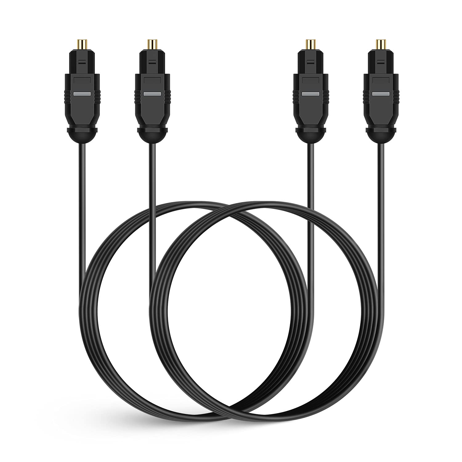 2 PCS Digital Optical Audio Cable 6ft1.8M - [24K Gold-Plated, Ultra-Durable] Slim Optical Cable Digital Audio Cable for Home Theater, Sound Bar, TV, PS4, Xbox, PlayStation & More