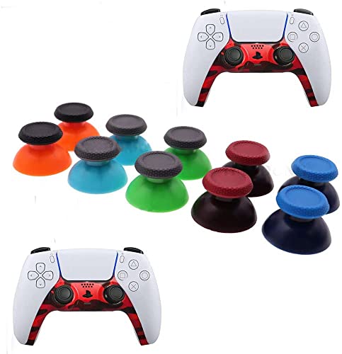 2 Pcs Analog Joystick Stick Caps Mushroom Button Thumbstick Thumb Cap for PS5 Controller Thumbstick Cap Replacement Kit (Dark Red-Red)