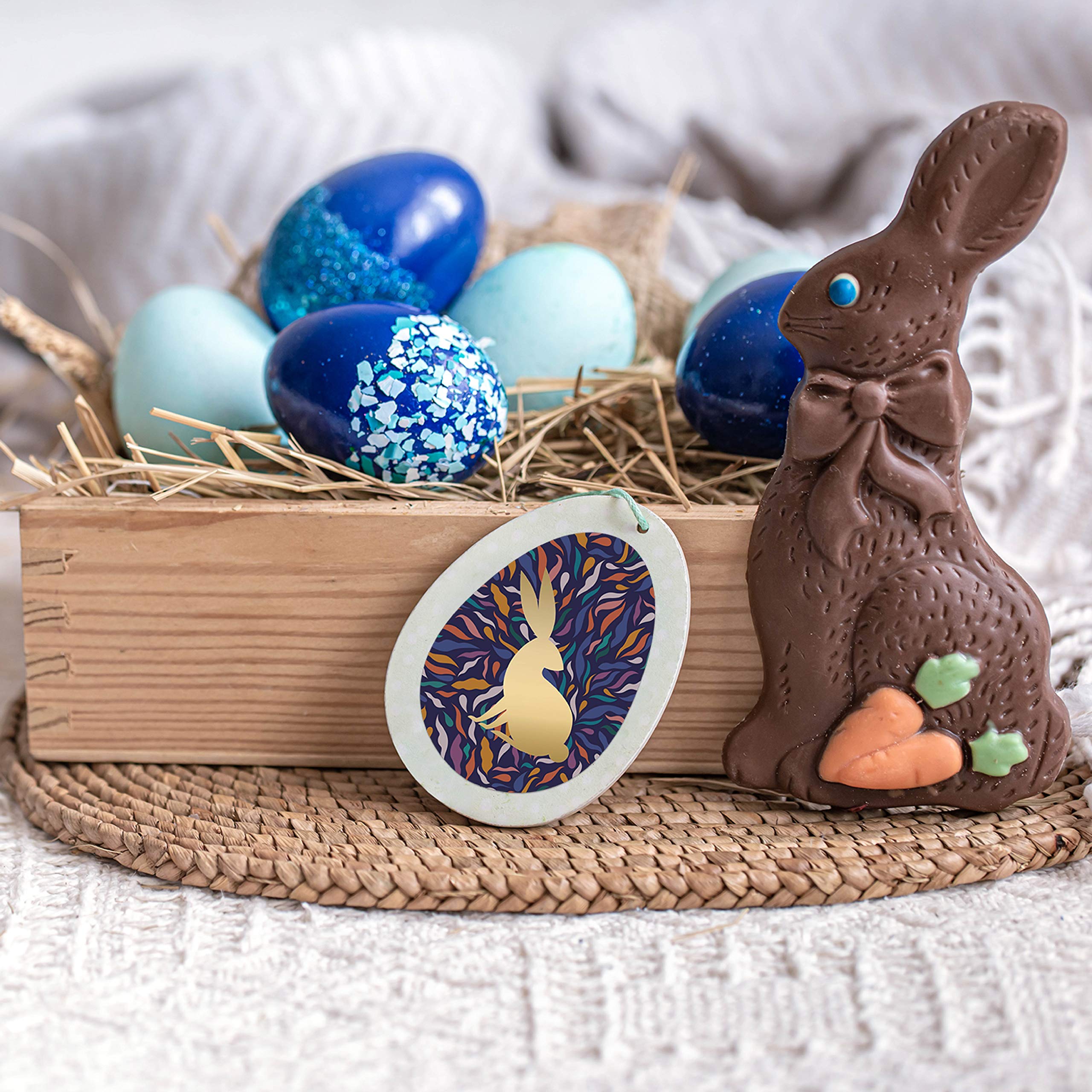 easykart labels 300 Easter Theme Egg Sticker Labels | 6 Different Eggs Design Stickers with Gold Foil | Perfect for Party Decorations and Craft - 1.5"x 2" Size in Sheets