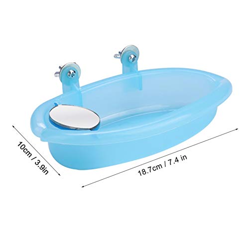 Bird Bathing Box, Blue Pet Parakeet Bird Bath Bird Bath Cage with Mirror Bird Bathtub Bird Cage Accessories for Small Birds Budgies Lovebirds Canary
