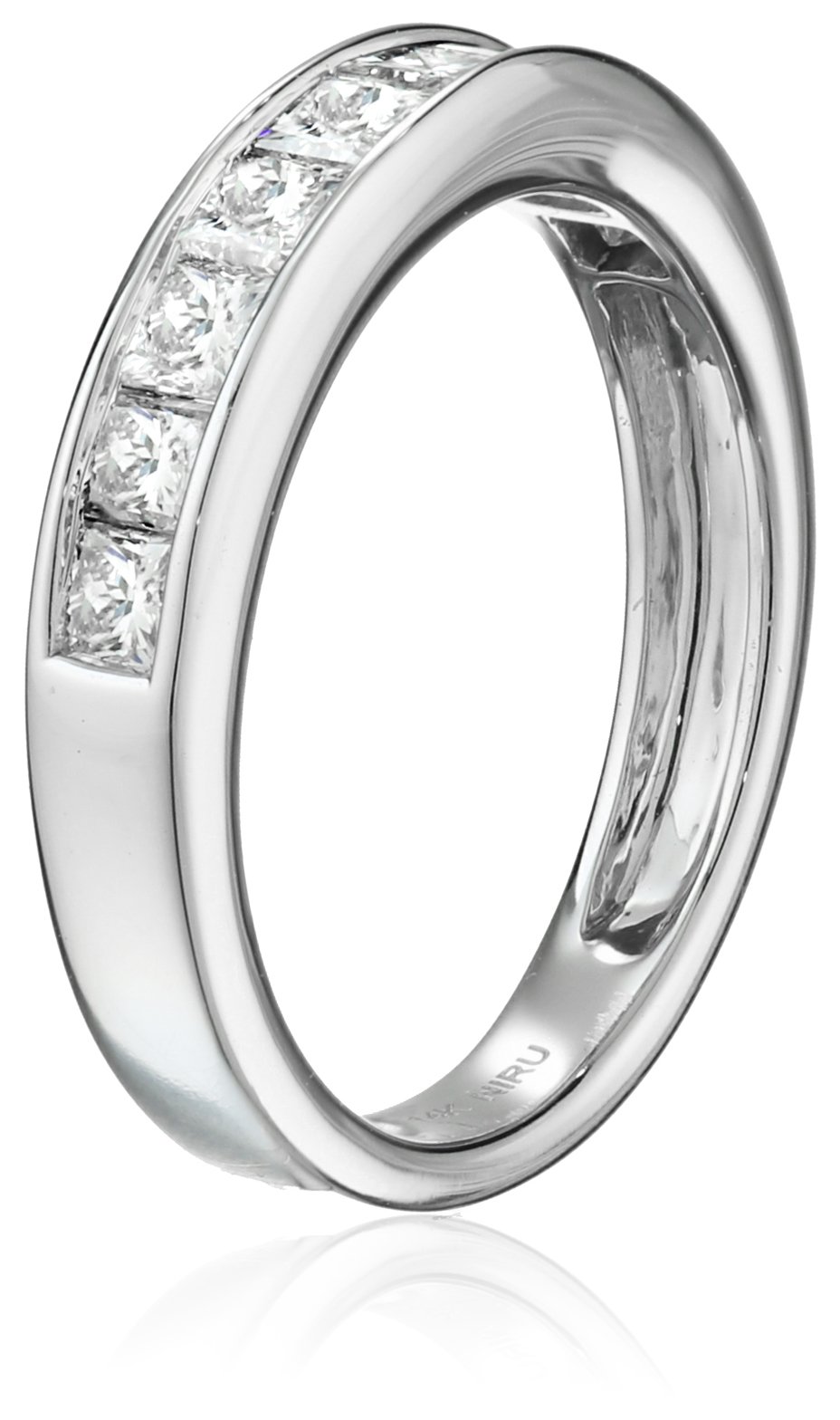 14k White Gold Princess-Cut Diamond Wedding Band (1cttw, H-I Color, SI2-I1 Clarity), Size 8