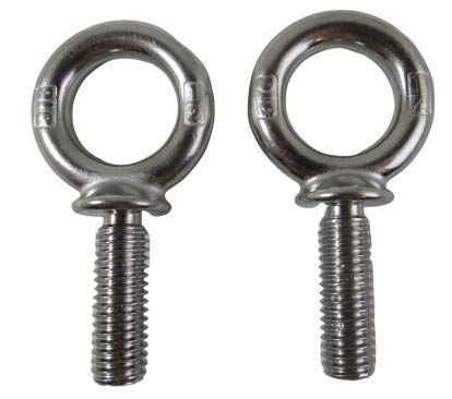 US STAINLESS 2 Pieces Stainless Steel 316 1/2" x 1 1/2" UNC Machinery Eye Bolt Marine Grade Pitch of 13