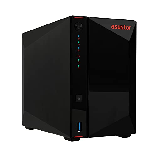 Asustor AS5202T - 2 Bay NAS, 2.0GHz Dual-Core, 2 2.5GbE Ports, 2GB RAM DDR4, Gaming Network Attached Storage, Personal Private Cloud (Diskless)