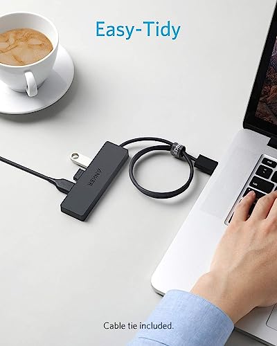 Anker USB Hub 4-Port USB 3.0 Hub,USB Splitter with 5Gbps Data Transfer, Ultra-Slim Data USB Hub [Charging Not Supported], USB Extender for MacBook, iMac, Surface, Mobile HDD, and More (USB-A, 2 ft)