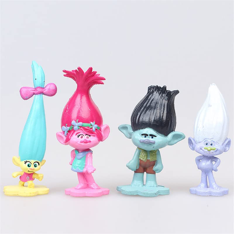 12 Pack Troll Toys, 1.6"-2.8" Mini Troll Action Figure Toys Dolls for Birthday Party Gift