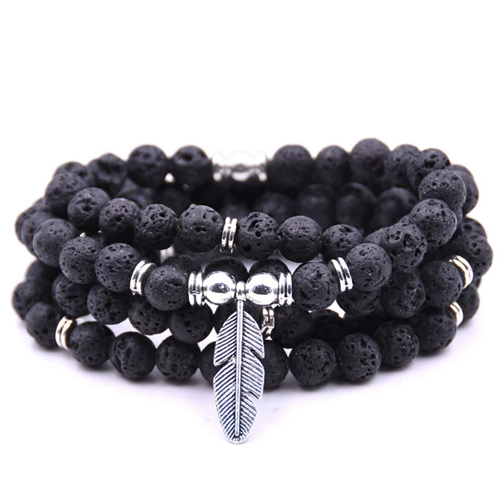 108 Bead Japa Mala Meditation Bracelet Necklace for Men or Womens Yoga Jewelry (Lava)