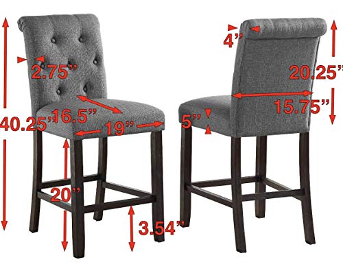 Roundhill Furniture Aneta Antique Black Finished Wood 5-Piece Counter Height Dining Set, Gray
