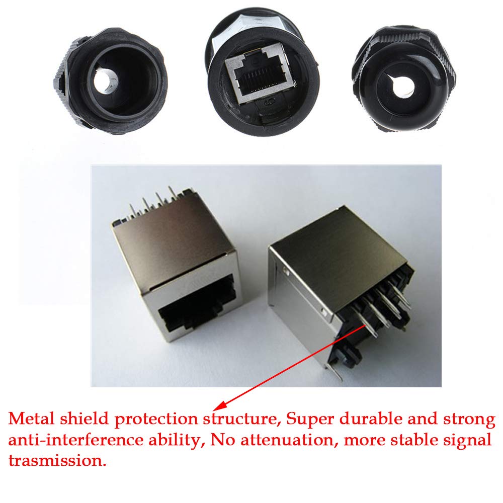 Anmbest 5PCS M22Z Shielded RJ45 Waterproof Cat5/5e/6 8P8C Connector IP67 Ethernet LAN Cable Connector Double Head Outdoor LAN Coupler Adapter Female to Female