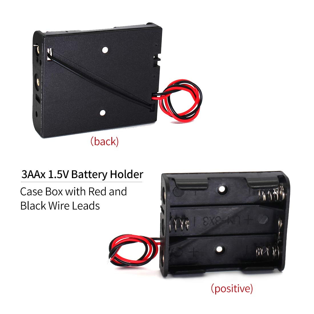 AA Battery Holder Bundle Case Back Cover Connector Storage Box with Cord Bare Leads Wire AA 1.5V Battery Holder, 2pcs Single, 2pcs 2 Slots,2pcs 3 Slots, 2pcs 4 Slots 6 Volt Spring Clip,(8-Pack).
