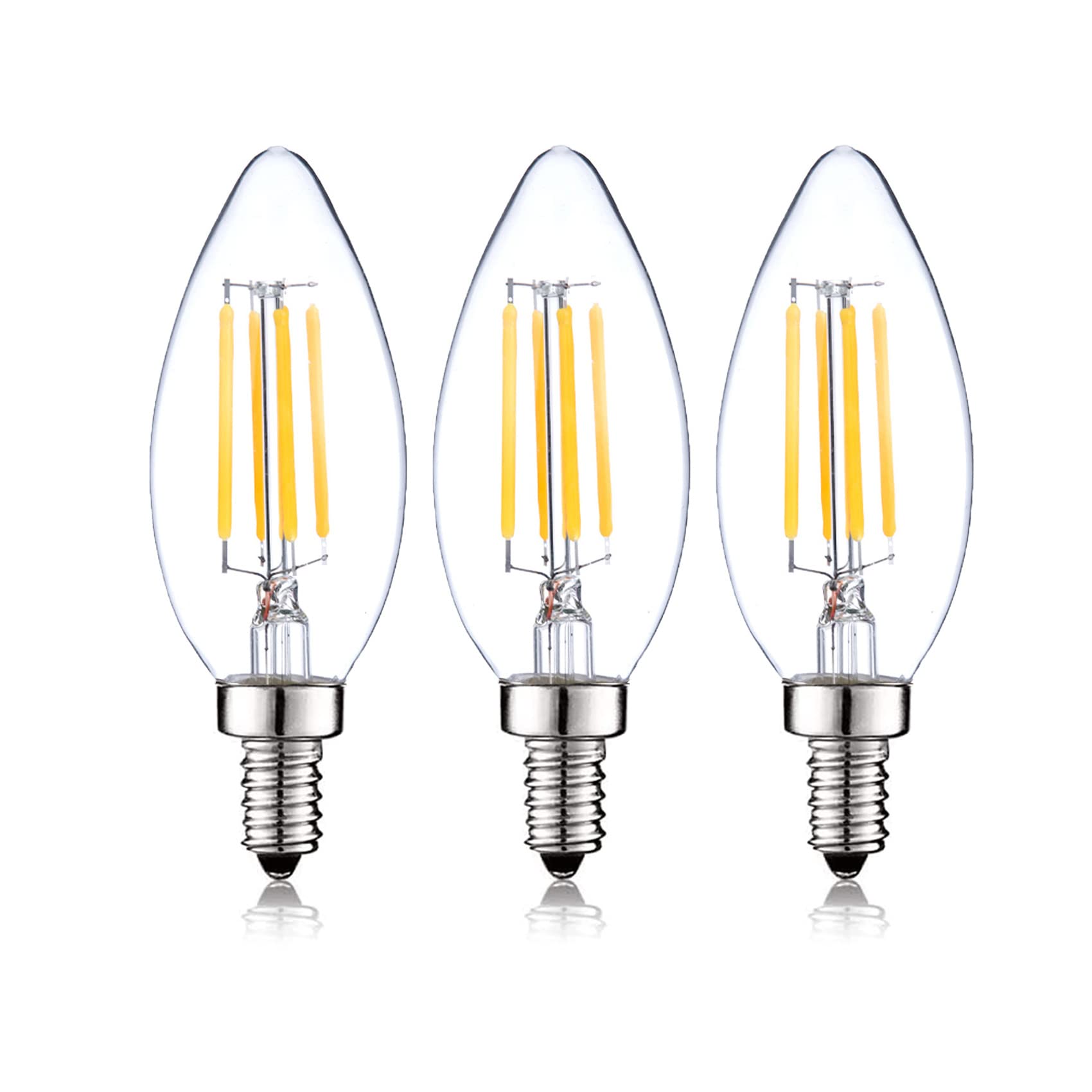 12 Volt LED Candelabra Bulbs E12 Light Bulb 40 Watt Replacement Soft White 3000K, Low Voltage 12V 24V Candelabra E12 Base 4W LED Bulb, Pack of 3