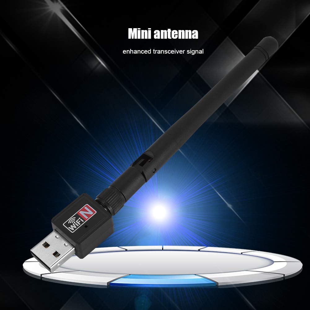 ASHATA USB Adapter 300Mbps, USB 2.0 Network Dongle with High Gain Antenna for PC/Desktop/Laptop/Tablet, 2.4GHz?802.11b/g/n, Support 2000, XP, Vista, 7,