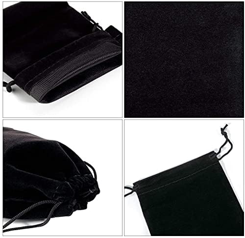 HORNO 5 Pack Black Velvet Travel Carry Headphones Pouch Bag with Drawstring