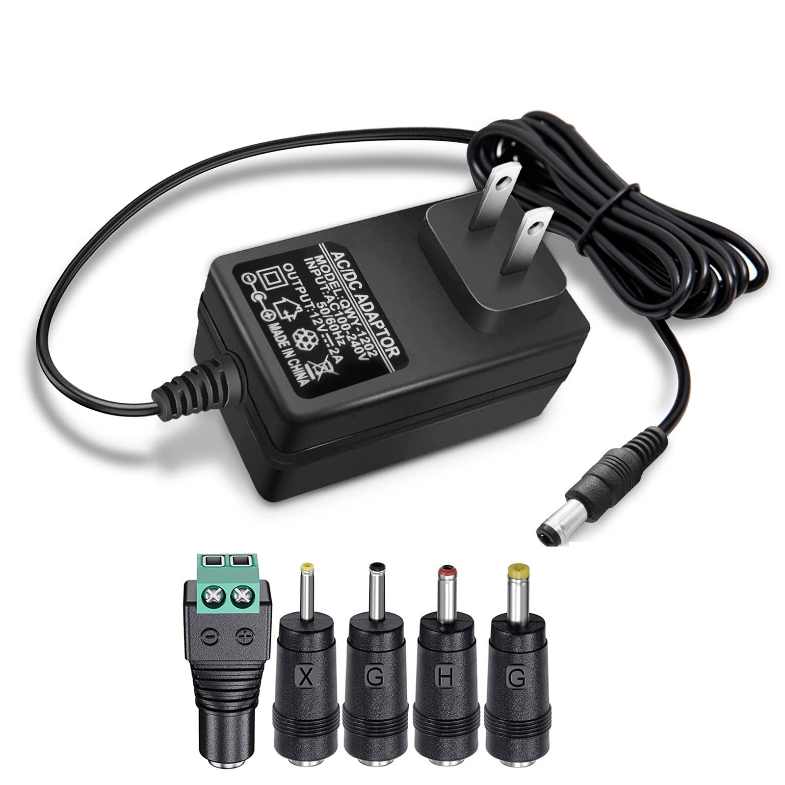 12V DC Adapter Charger Universal DC in 12 Volt 2 Amp Power Supply Cord Compatible for Beats by Dre Beats Pill XL, Streamlight Waypoint 300 44900 44902 44910 44905 44909 LED Flashlight Spotlight Cable