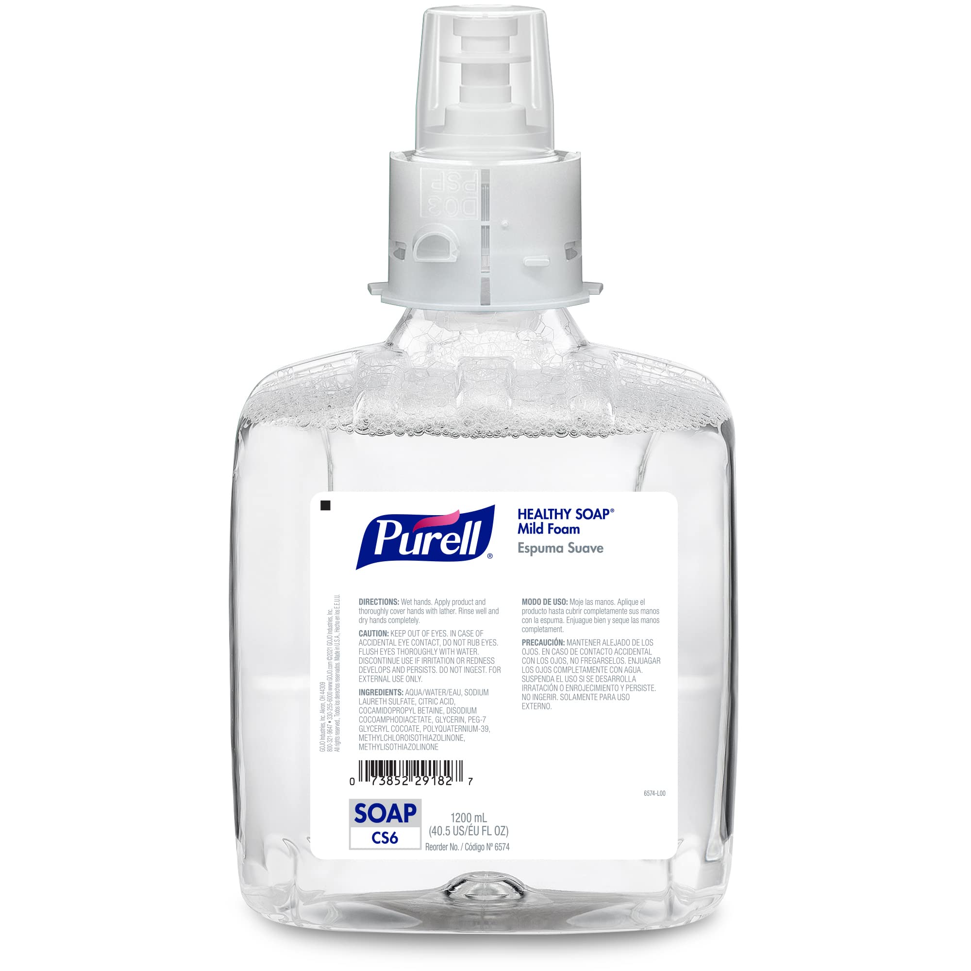 PURELL Brand HEALTHY SOAP Mild Foam CS6 Starter Kit, 1-1200 mL Brand Healthy SOAP Mild Foam Refill + 1 CS6 Graphite Automatic Soap Dispenser (Pack of 1) – 6574-1G - Manufactured by GOJO, Inc.