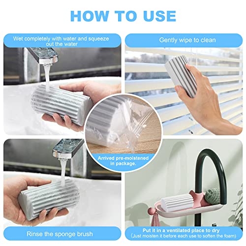 2-Pack Damp Clean Duster Sponge, Magic Cleaning Sponge Baseboard Cleaner Duster Sponge Tool, Dusters for Cleaning Baseboards, Vents, Mirrors, Ceiling Fan & Cobweb, No Dust Flying and Spreadingā¦