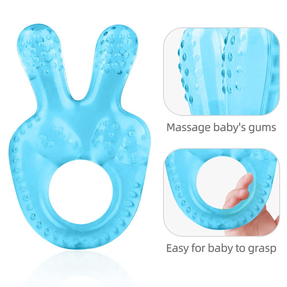 3-Pack Water Teether, Soothing Teether Set, Baby Teething Toys 02, Blue/Pink/Green