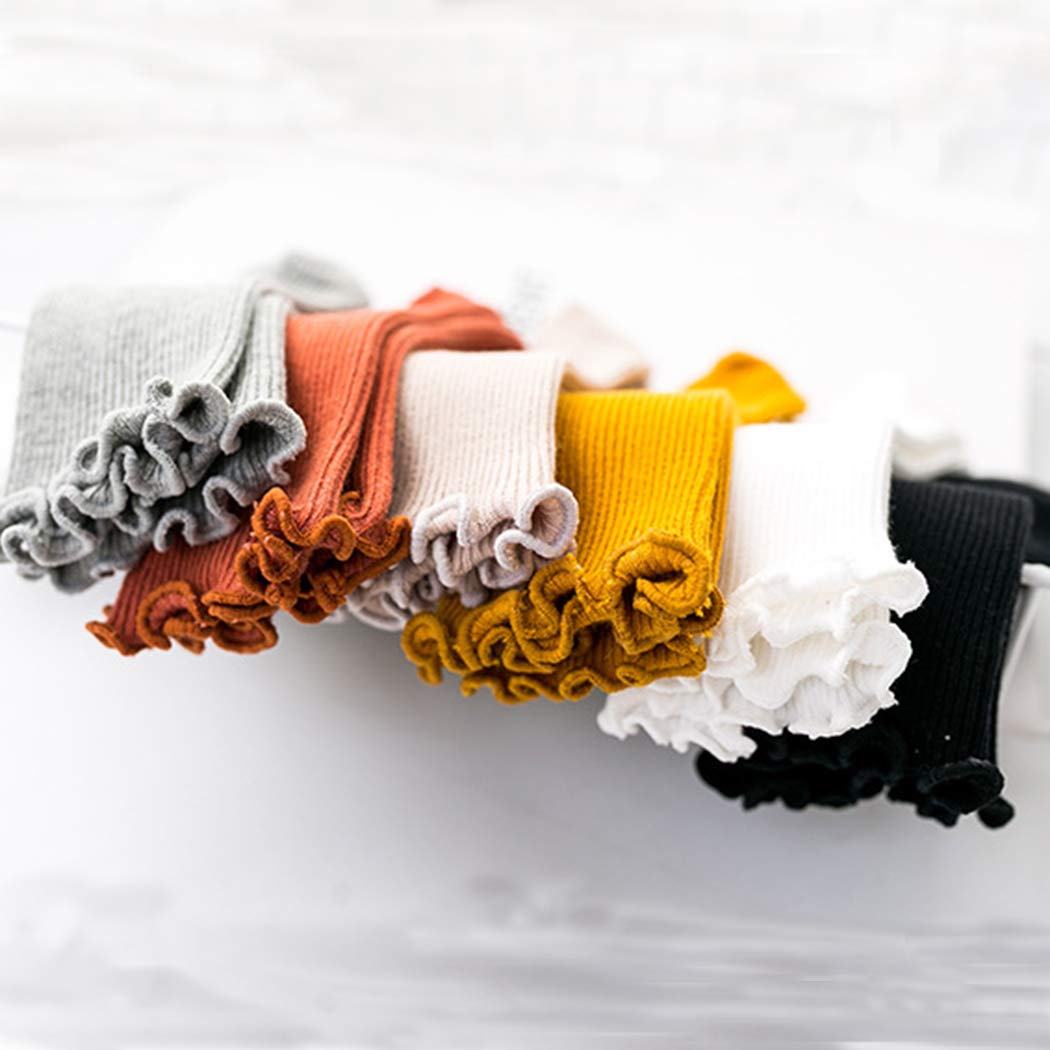 Ashmyova Baby Girls Boys Combed Cotton Socks Toddler Ankle Ruffles Sock Non-Slid for Newborn Infant Childrens 6PACK Size 3-5T