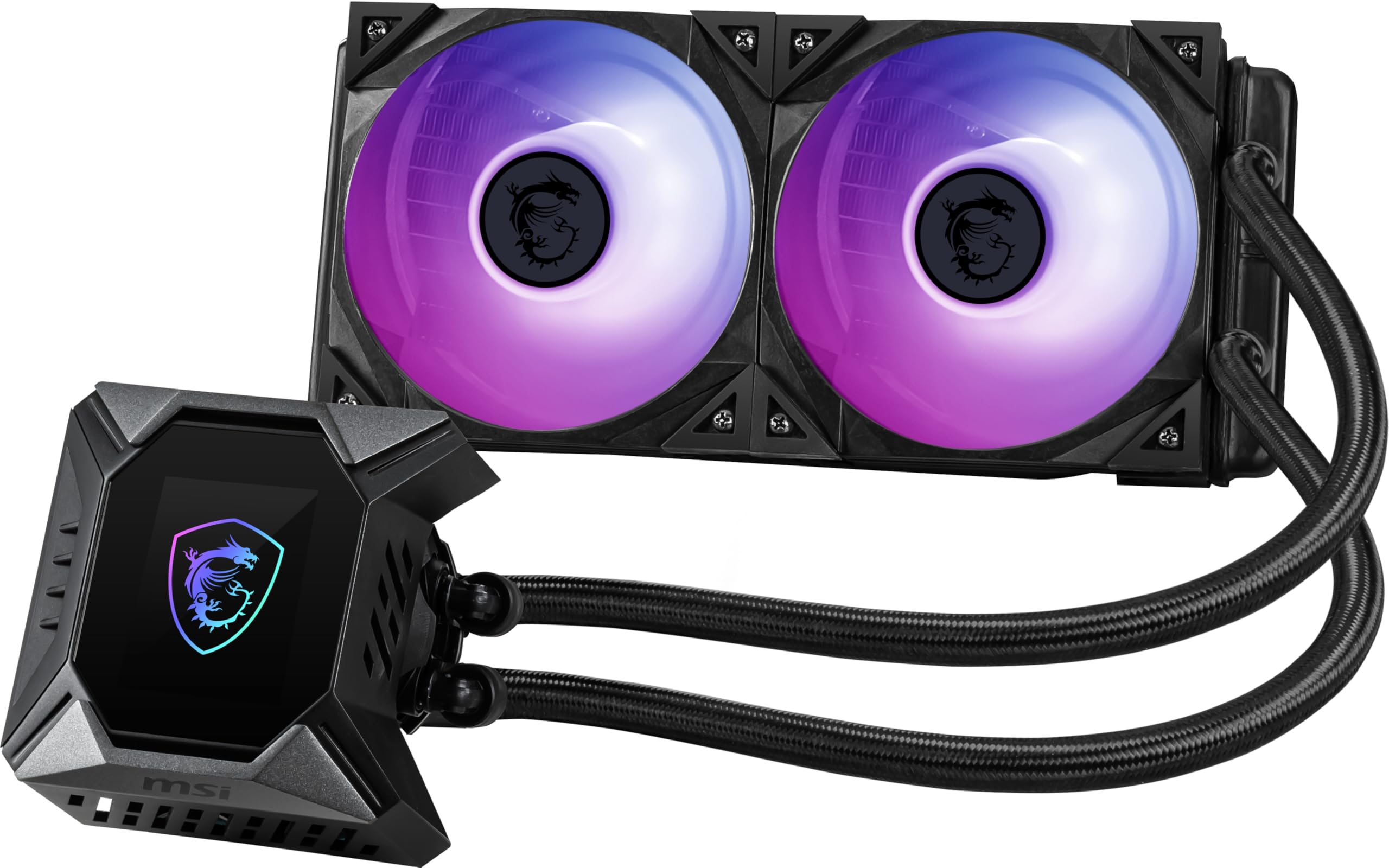 MSI MPG CORELIQUID K240 V2 AIO CPU Liquid Cooler - LCD Pump with 60mm Fan, 2 x 120mm ARGB Fans, Evaporation-Proof Tubing, GI Cooling & Mystic Light Software Support - AMD & Intel Socket Compatible