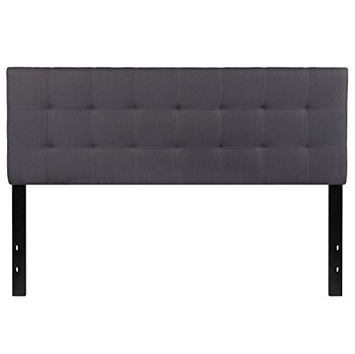 BizChair Quilted Tufted Queen Size Headboard in Dark Gray Fabric
