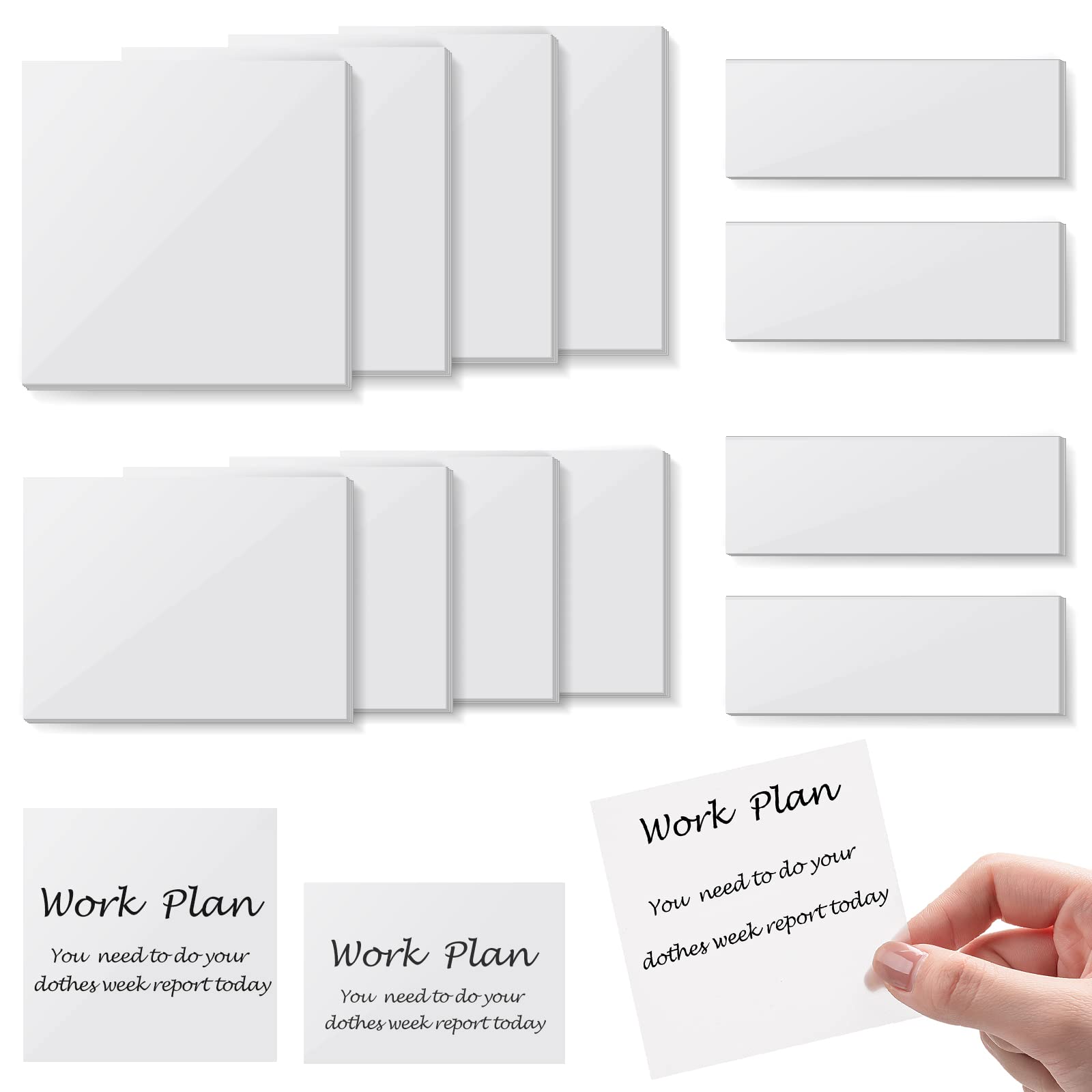 12 Packs 600 Pcs Tracing Sticky Notes Translucent Sticky Notes See Through Clear Sticky Notes Transparent Sticky Notes Waterproof Self Adhesive Pad for Book Studing(Clear, 3 x 3/3 x 2/3 x 1 Inch)