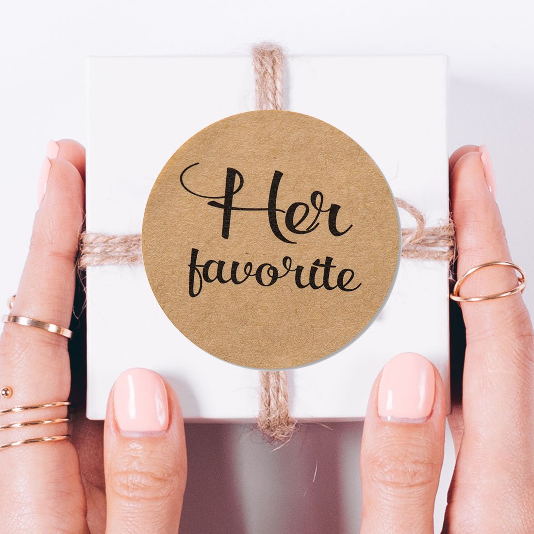 80-Pack- 2” Kraft his Favorite & her Favorite Wedding Stickers, Rustic Wedding Favor Stickers Labels