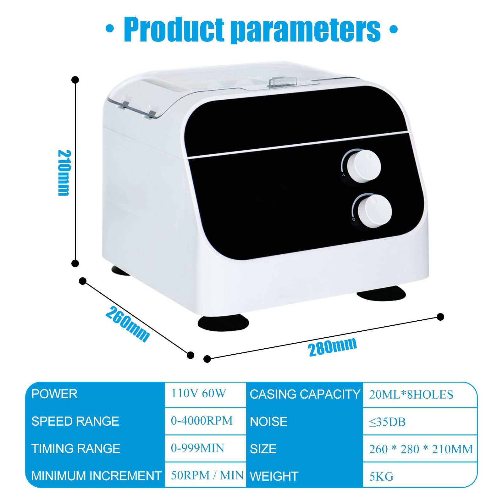 Electric Centrifuge Machine Lab Centrifuge 8x20ml 4000rpm for Serum/Fat Separator PRP Extractor 110V US Plug