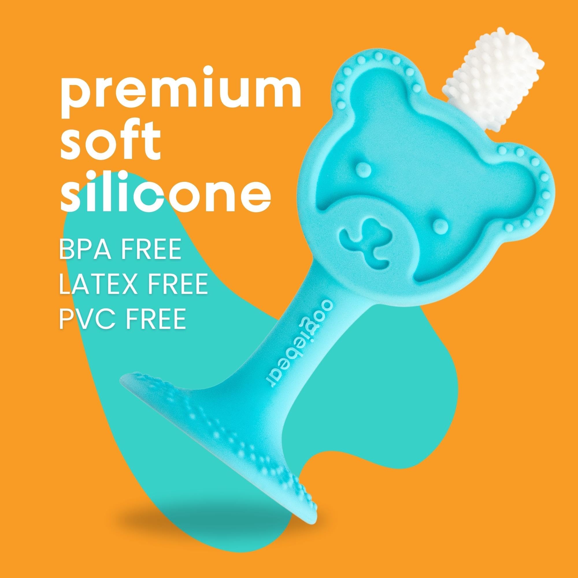 oogiebear Infant-to-Toddler Training Teether Toothbrush - 0-2 Years - 360° Soft Silicone, Promotes Safe Brushing, Baby & Kids Health - Teddy Bear Design Oral Care - 1 Unit