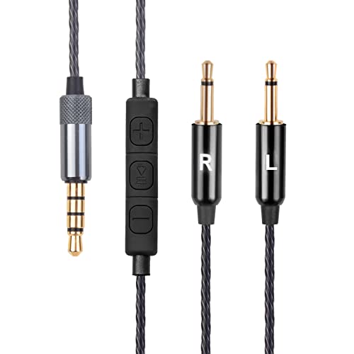 Saipomor HD202 Cord Replacement Audio Cable with in-line Microphone and Control Compatible with Sennheiser HD202 HD497 HD437 HD447 HD212 pro Headphones(Black)