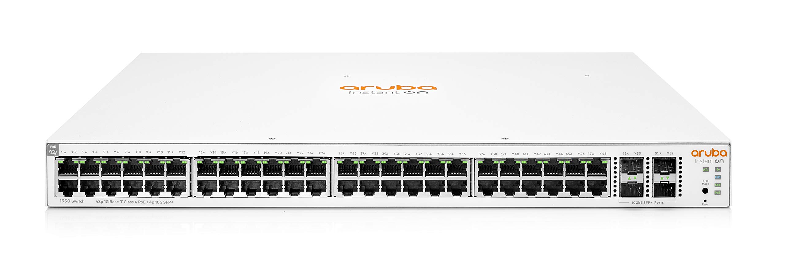 Aruba Instant On 1930 52P Gb Ethernet 48xGE PoE (370W), 4X 1G/10G SFP+, L2+ Smart Switch EU Europe Cord (JL686A#ABB)