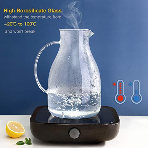 85 Ounces Glass Pitcher with Filter Lid/Water Carafe for Homemade Juice & Iced Tea,Stovetop SafeĀ Beverage Jug