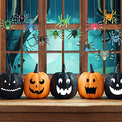 Flormoon Realistic Animal Figures - 12 Pieces Plastic Halloween Spider Toys for Kids - Spider Action Model Insect Toy Figures - Educational Learning Toys Birthday Gift Set for Kids