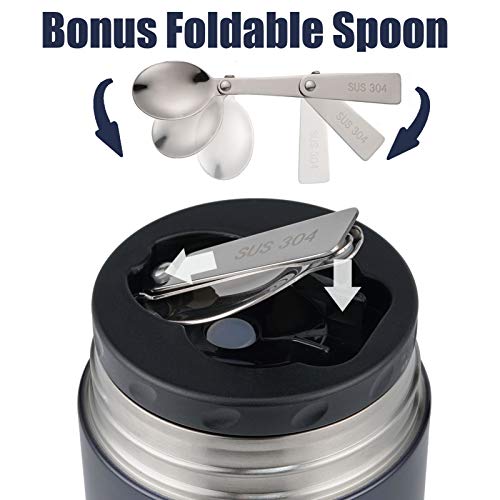 17oz Food Jar for Hot Food with Spoon, Stainless Steel Leakproof Insulated Lunch Containers for Kids Adults