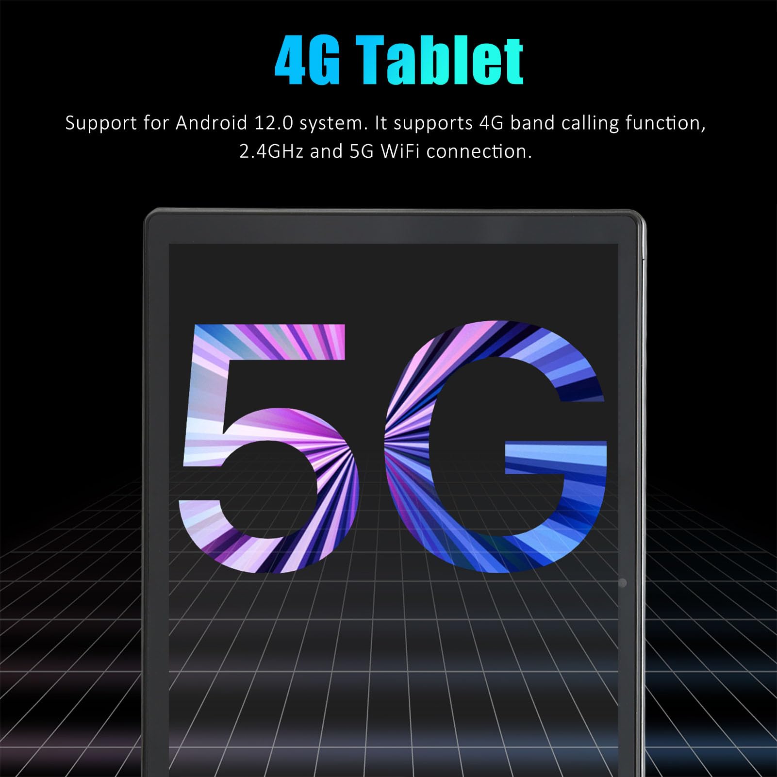10.1 inch Tablet for Android 12, 4G LTE 2.4G 5G WiFi 2 in 1 Tablet with Keyboard and Mouse, 8GB 256GB, 8 Core HD Touch Screen, 7000mAh (US Plug)