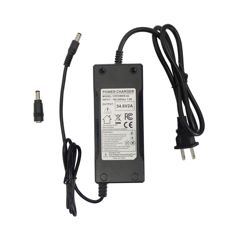 Abakoo 54.6V 2A Power Supply Adapter Charger for 48V Lithium Li-ion Battery Pack with DC 5.5x2.1mm / 5.5x2.5mm Plug