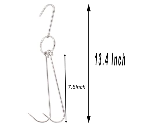 Alele Double Hooks Meat Hooks Poultry Roasting Hooks Butcher Hook Processing Meat Hook Stainless Steel Rotary Device Slaughtering Barbecue (13.4in Meat Hooks)