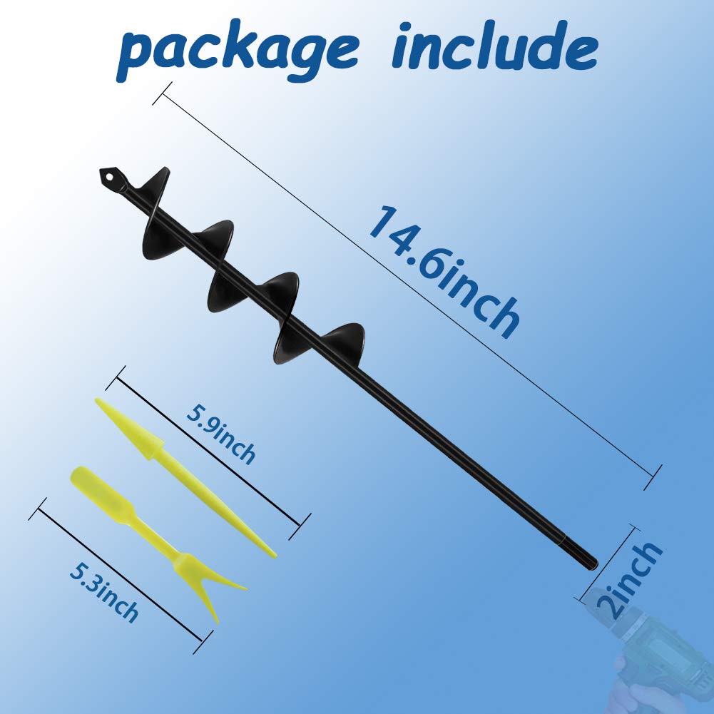 Auger Drill Bit for Planting 1.8x14.6inch Garden Auger Spiral Drill Bit Bulb Planter Auger Post Hole Digger Garden Spiral Hole Drill Planter Soil Auger Planting Auger for Hex Driver Drill Solid Shaft