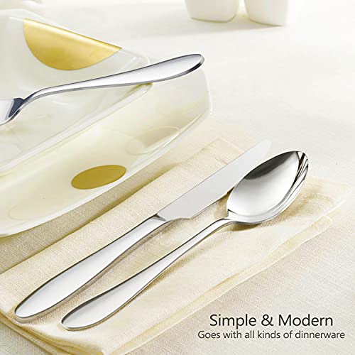 40-Piece Silverware Set, HaWare Stainless Steel Flatware Service for 8, Modern Tableware Cutlery for Home, Elegant Eating Utensils Include Knives/Spoons/Forks, Mirror Polished, Dishwasher Safe