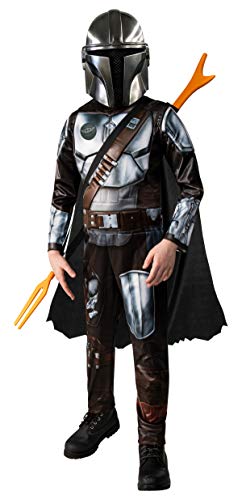 Star Wars The Mandalorian Kids Halloween Costume MEDIUM (8/10) Jumpsuit/Cape/Mask/Holographic Detail