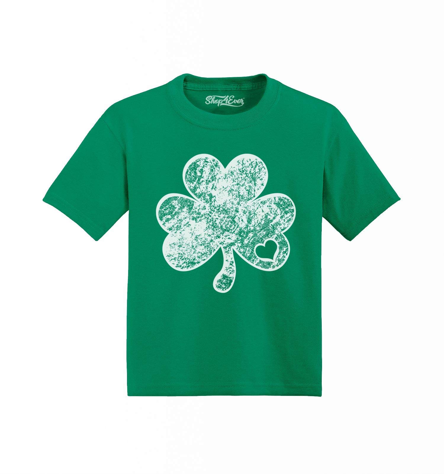 shop4ever Distressed Shamrock Heart St. Patrick's Day Toddler Cotton T-Shirt 3T Green