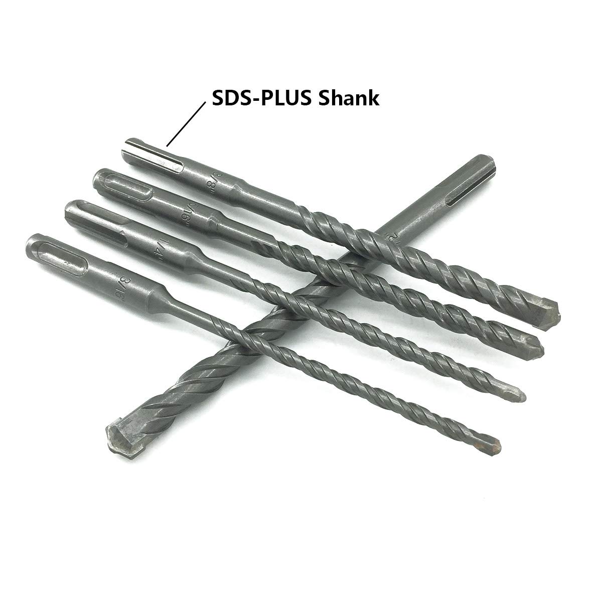 SPKLINE 5 Pcs SDS-Plus Rotary Hammer Drill Bit Set 3/16",1/4",5/16",3/8",1/2" Diameter,Tungsten Carbide Tip SDS+ Impact Drill Bits for Concrete Brick Block Mortar Stone and Other Masonry