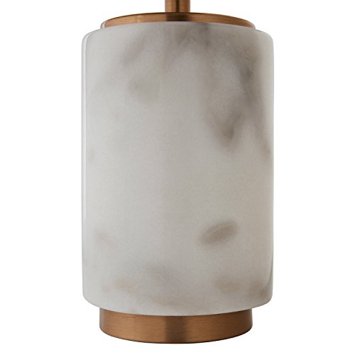 Amazon Brand - Rivet Mid Century Modern Marble and Brass Table Decor Lamp With LED Light Bulb, 14 Inches, White