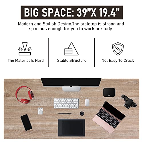 39 inch Computer Desk Home Office Desk Writing Study Table Modern Simple Style PC Desk with Metal Frame Gaming Desk Workstation for Small Space,Nature