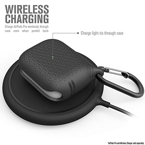 Catalyst - Waterproof Case for AirPods Pro (1st and 2nd Gen)- Premium Edition. Compatible Wireless Charging, One-Piece Design, High Drop Protection, with Carabiner, Soft-Touch - Black