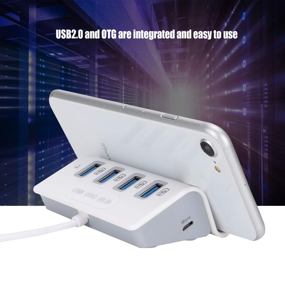 ASHATA 4 Port USB Hub Multiple Interfaces OTG Hub Adapter for Phone Tablet Desktop USB C Hub,BYEASY USB C to USB 2.0 HUB for MAC OS,Linux and Other Operating Systems,White